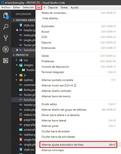 Salto de línea automático en Visual Studio Code – PC Solución